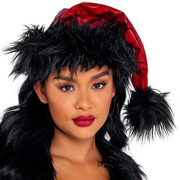 RC-C201RB | Accessories | Bad Santa Hat Red Vinyl With Black Faux Fur ...